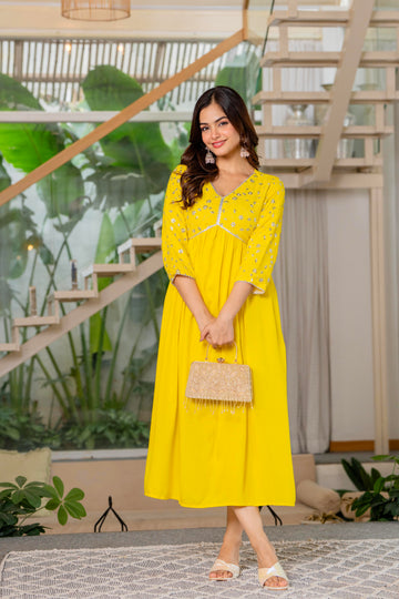 Trendy Simple Yellow dress|Western wear for women – jpenterprise.org